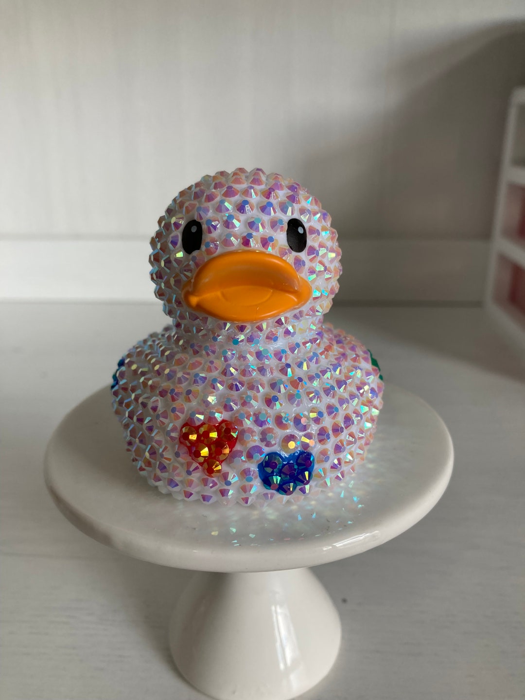Rainbow Heart Rhinestone Duck - Etsy