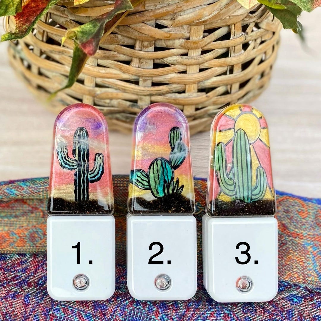 Southwest Desert Cactus Night Lights. LED Dusk to Dawn Sensor. Enjoy ...