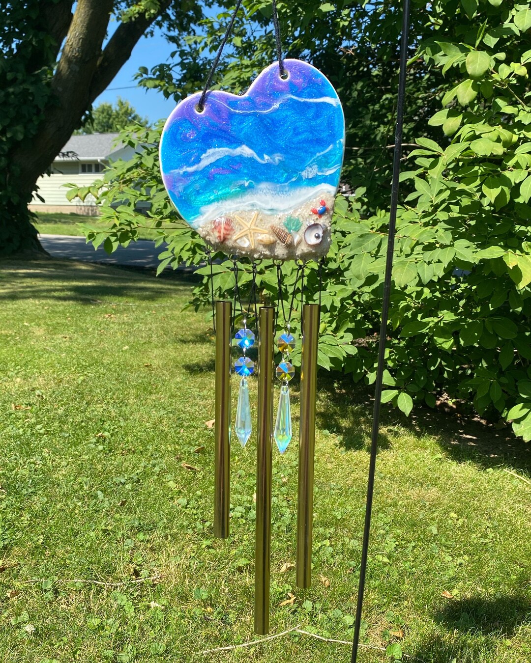 I Love the Beach Heart Shaped Wind Chimes. Let the Music in the Breeze ...
