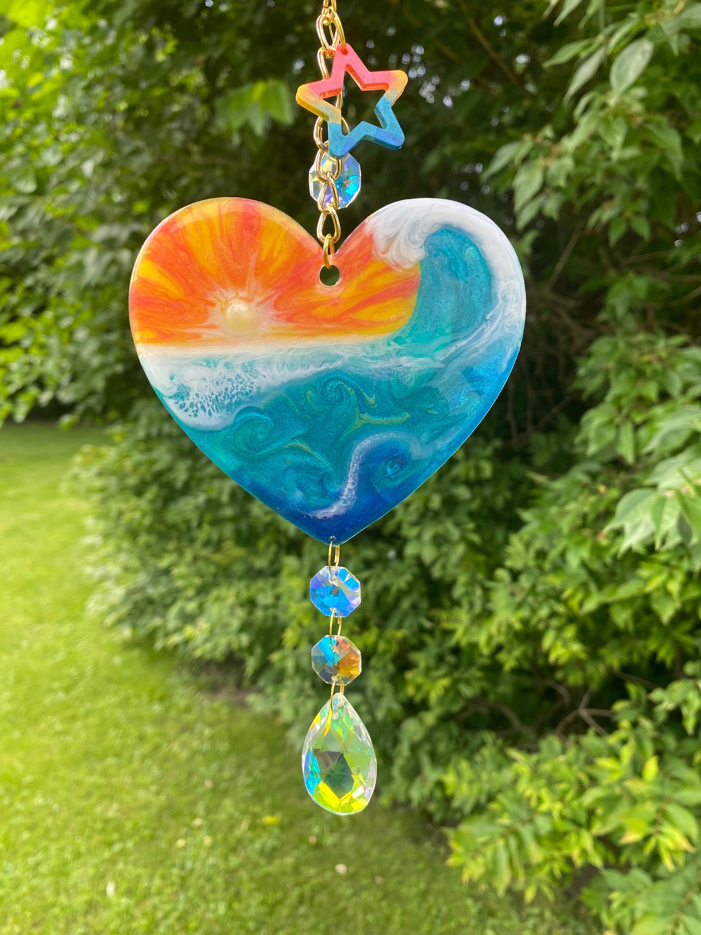 Emerald Isle Suncatcher. This Sunrise Beach Scene Brings Deep Teal Seas ...