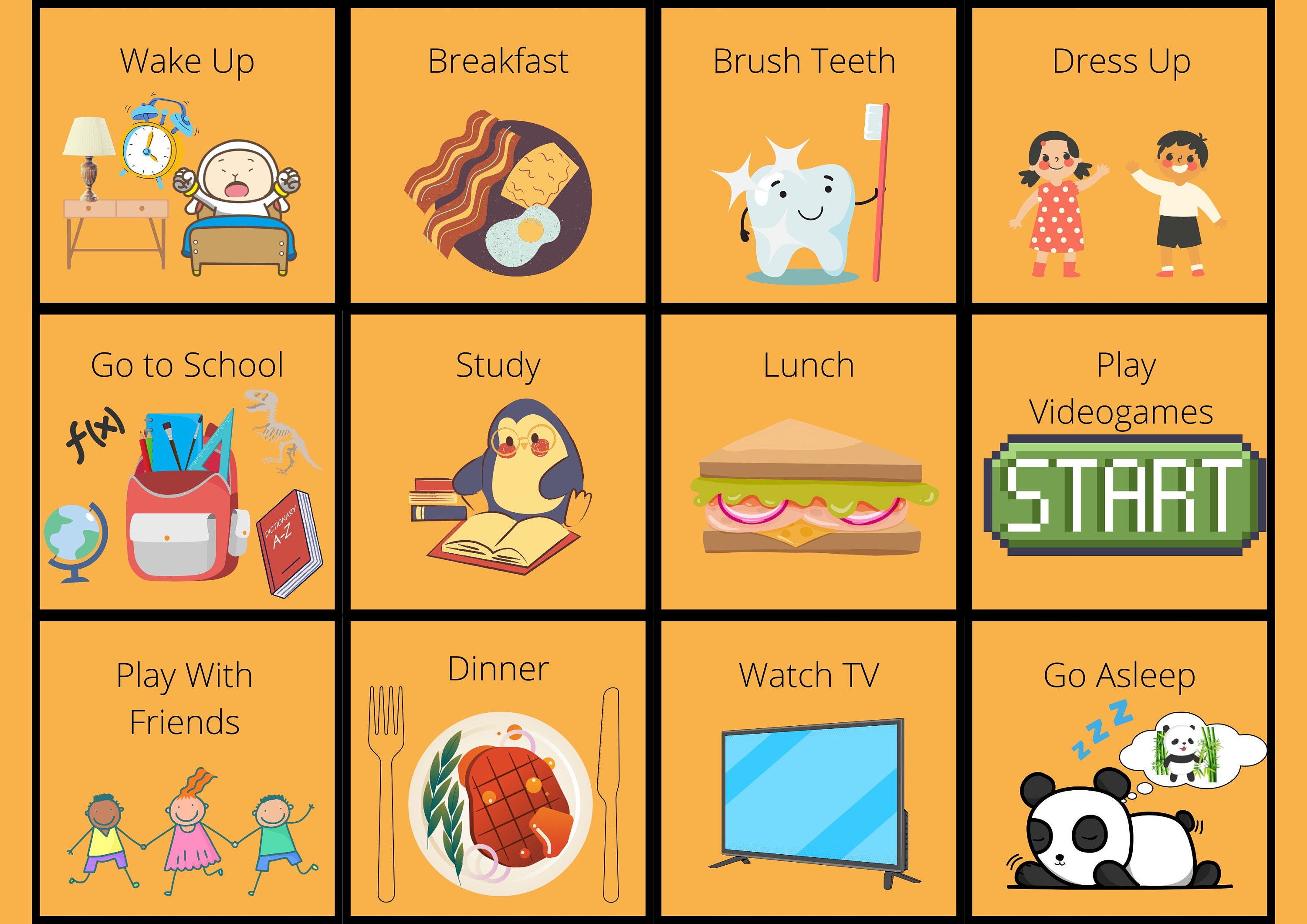 Printable Kids Daily Routine, Routine Planner, Encouragement to ...