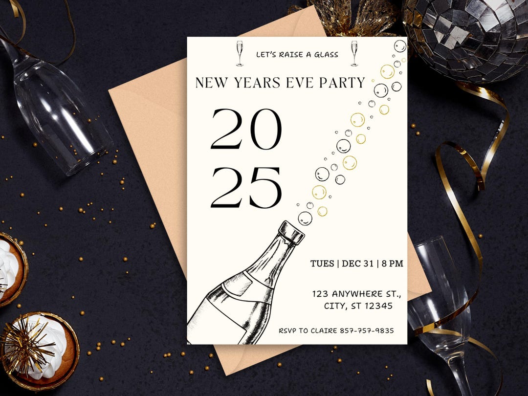 New Years Eve Party Invitation, Editable NYE Party Invitation ...