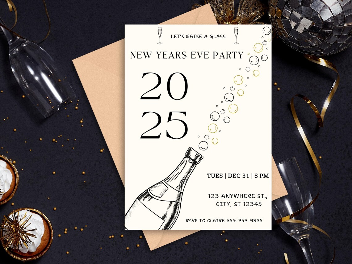 New Years Eve Party Invitation, Editable NYE Party Invitation ...