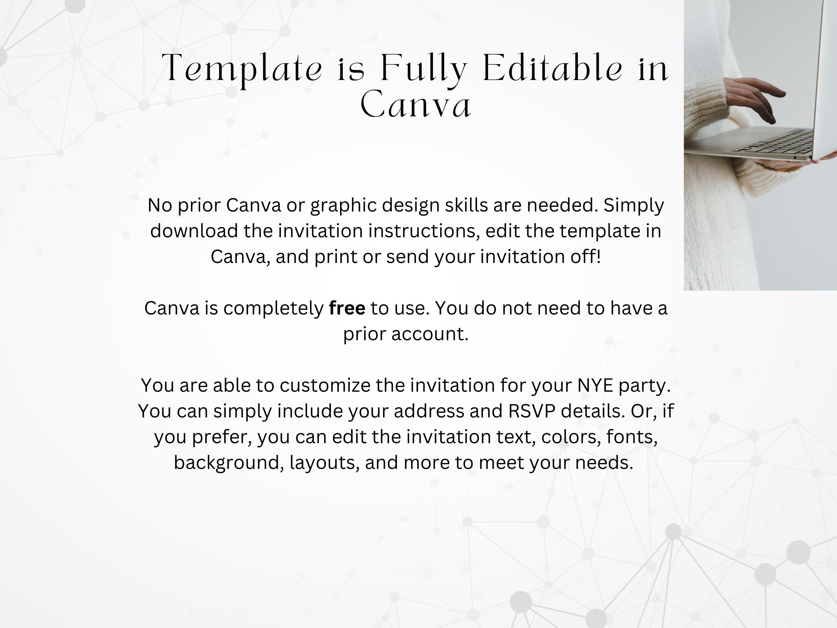 New Years Eve Party Invitation, Editable NYE Party Invitation ...