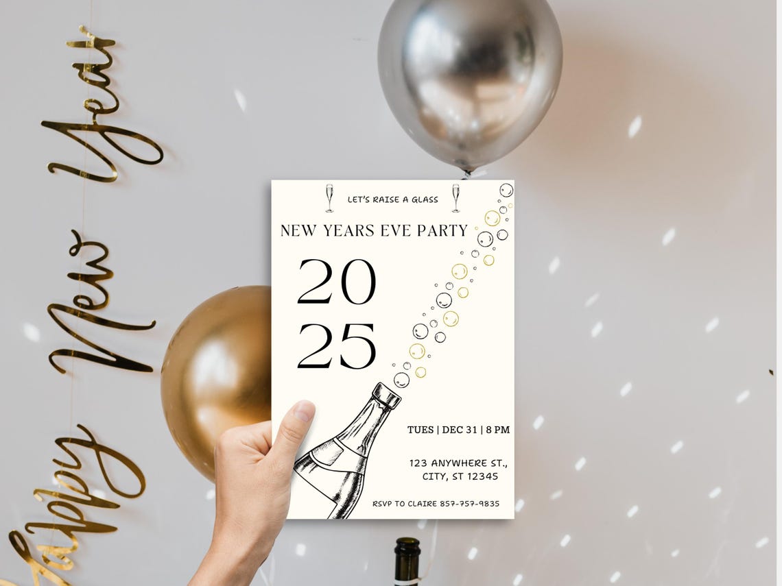New Years Eve Party Invitation, Editable NYE Party Invitation ...