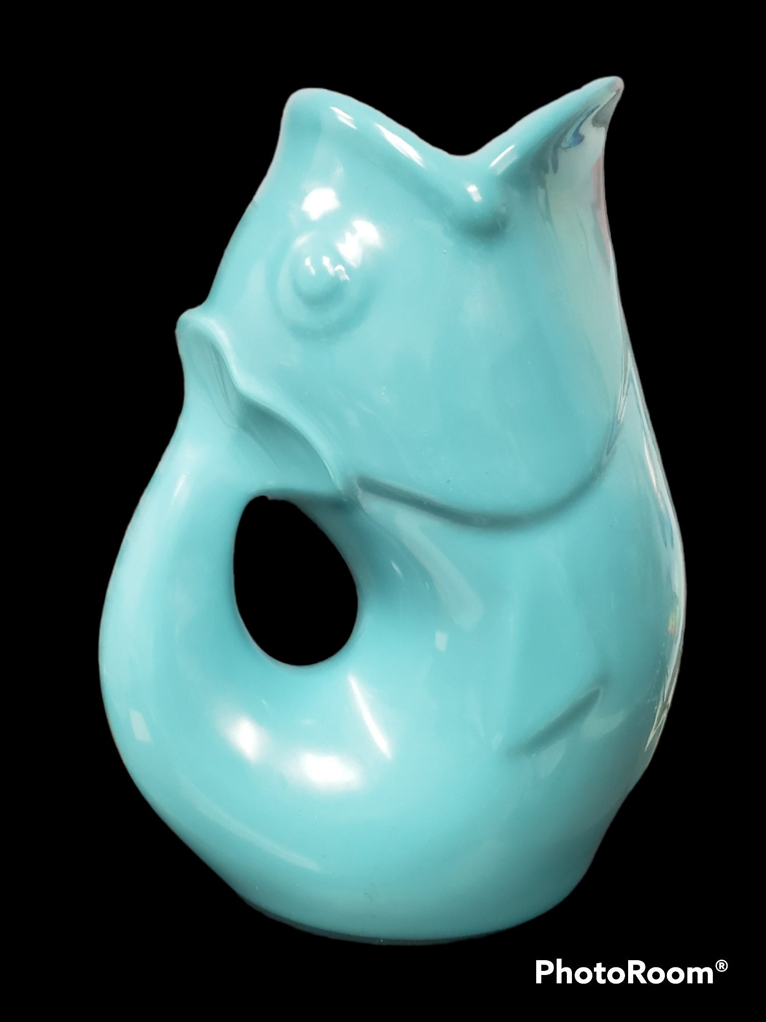 Gurglepot fish vase fish pitcher gurgling fish pitcher turquoise fish vase