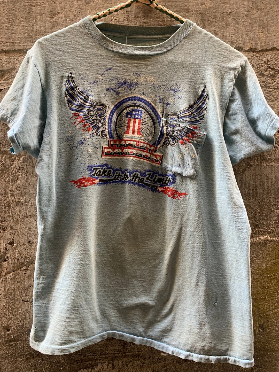 Rare 70s Baby Blue Harley Black Hills Pocket Tee - Etsy