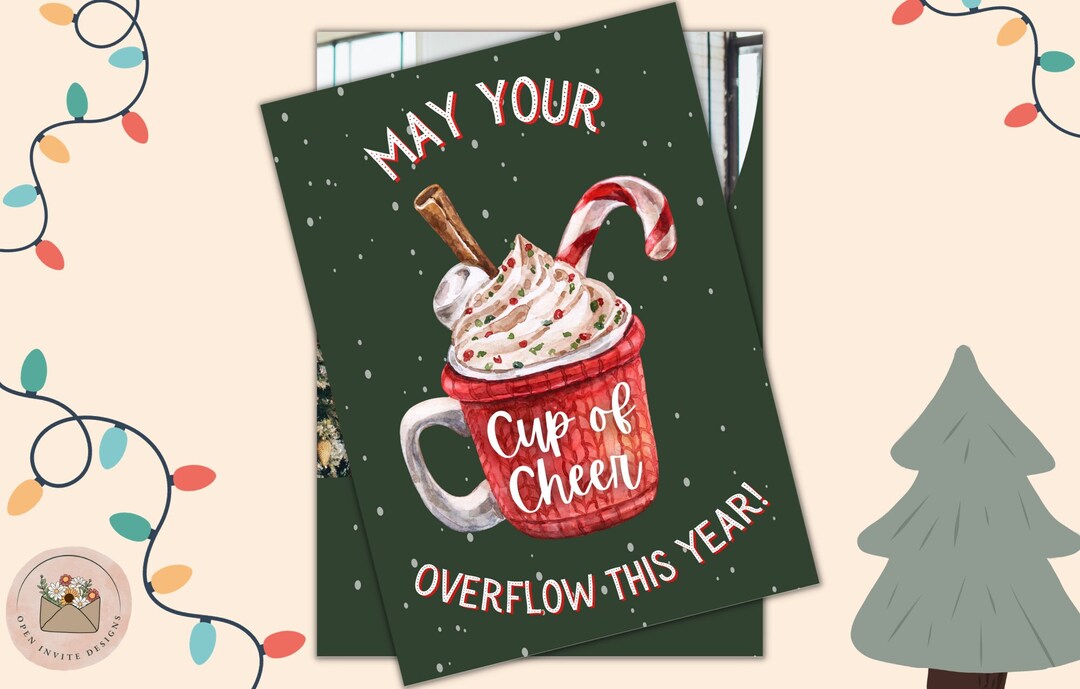 Editable Cup of Cheer Christmas Card Editable Holiday Card Printable ...