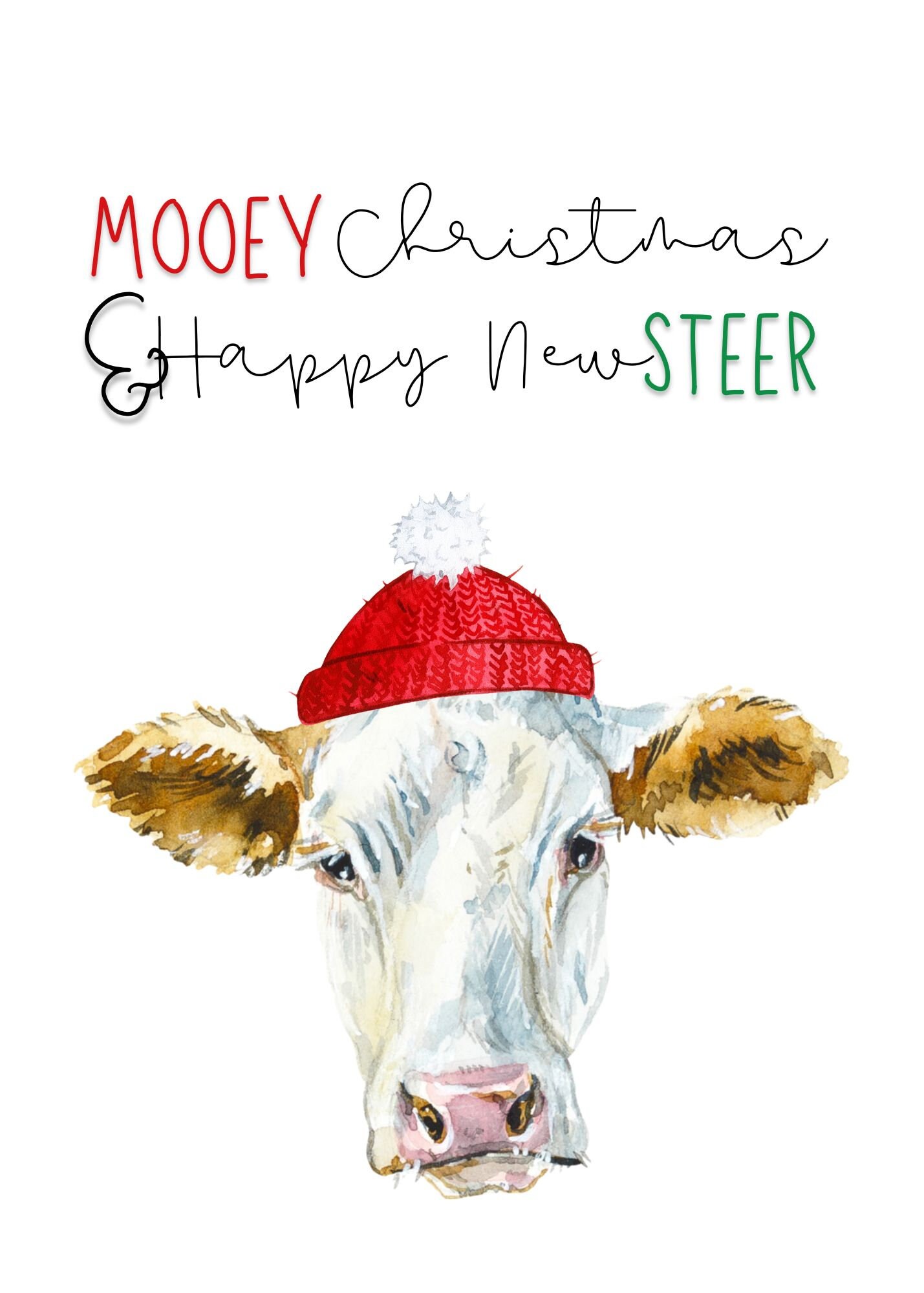 Cow Christmas Card Editable Christmas Card Personalized Printable ...