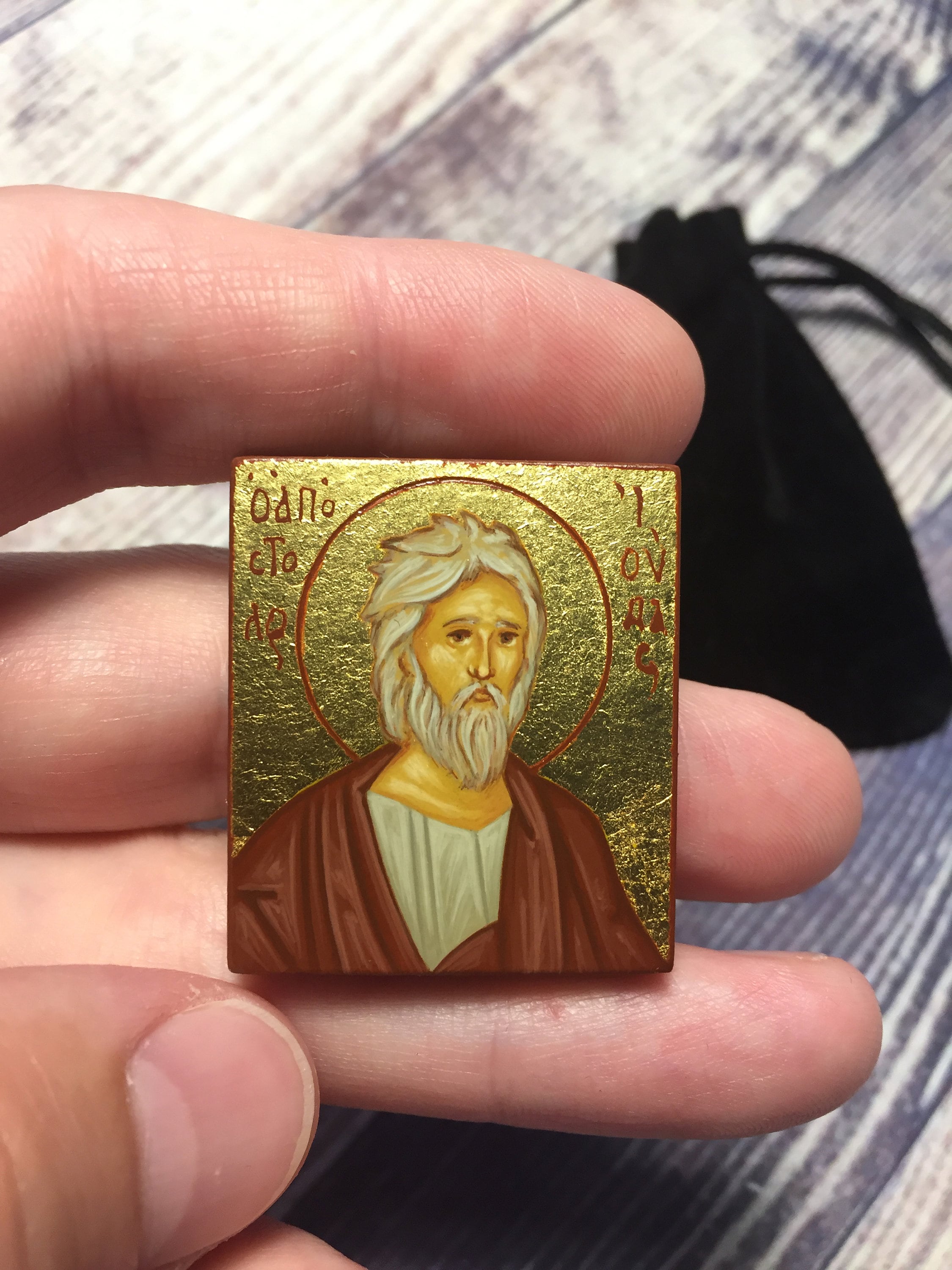 Apostle Judas Thaddeus Miniature Hand Painted Orthodox Icon Travel Size ...