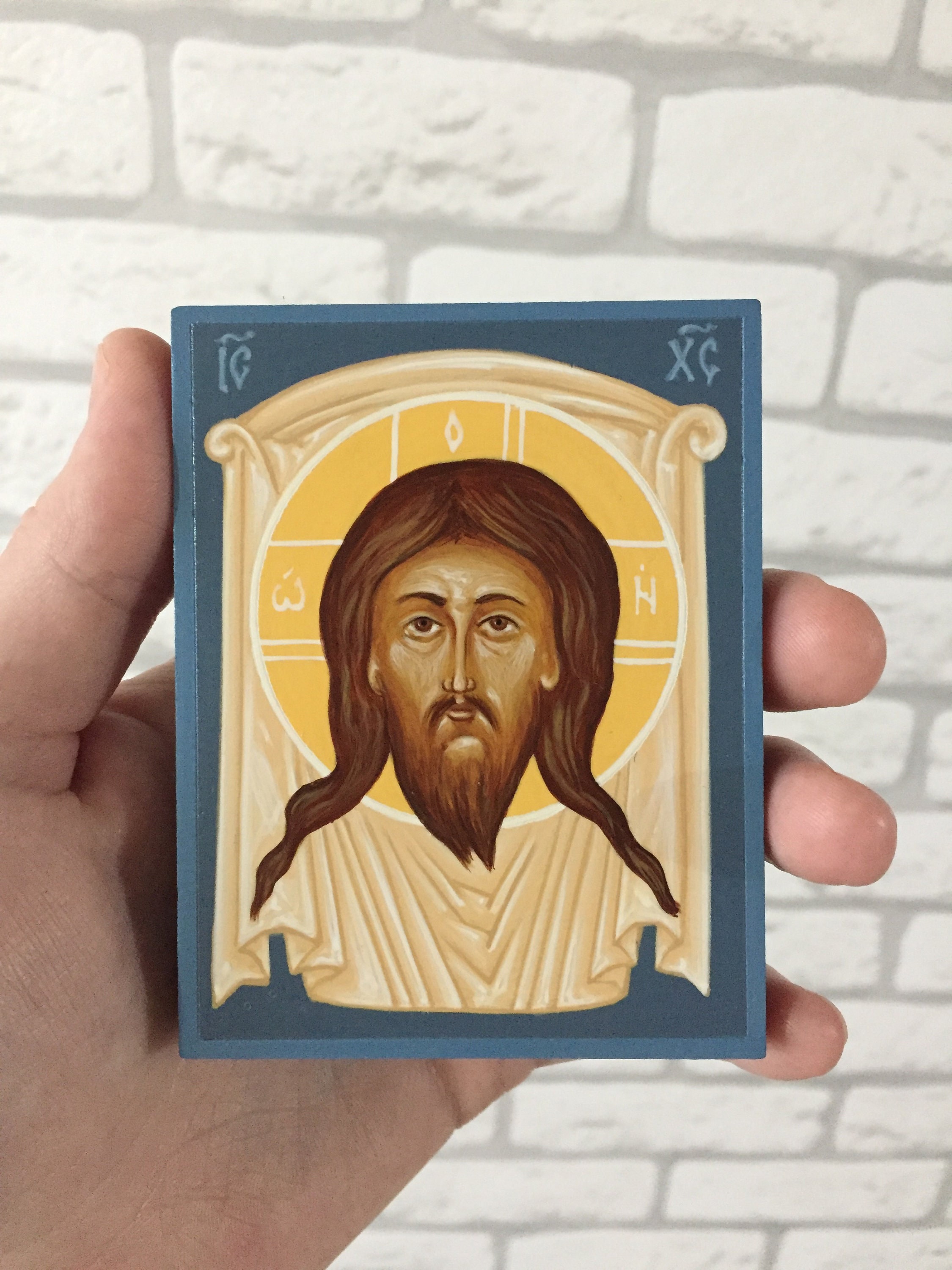 Jesus Christ Image of Edessa Mandylion Icon Hand Painted - Etsy