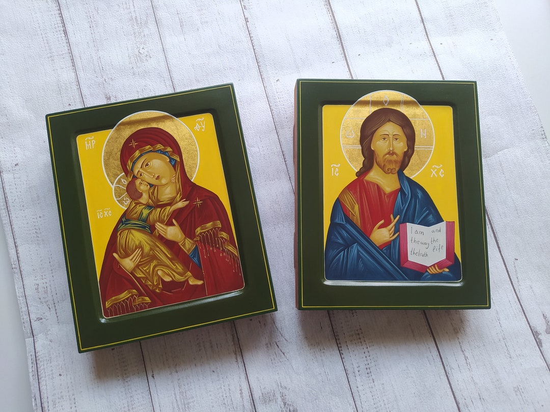 Wedding Icons Christ Mother of God Hand Painted Orthodox Icon Handmade ...