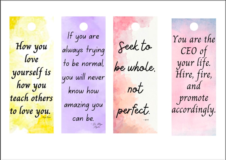 Printable Bookmarks, Inspirational Quote Bookmarks, Watercolor ...