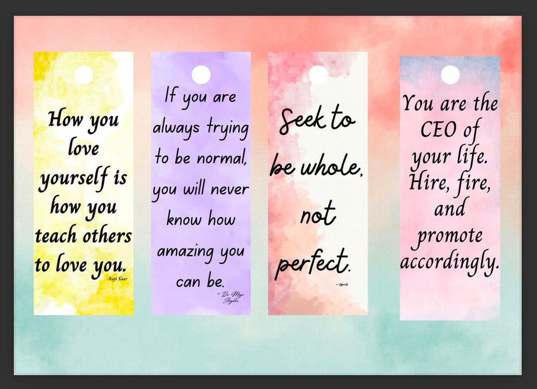 Printable Bookmarks, Inspirational Quote Bookmarks, Watercolor ...