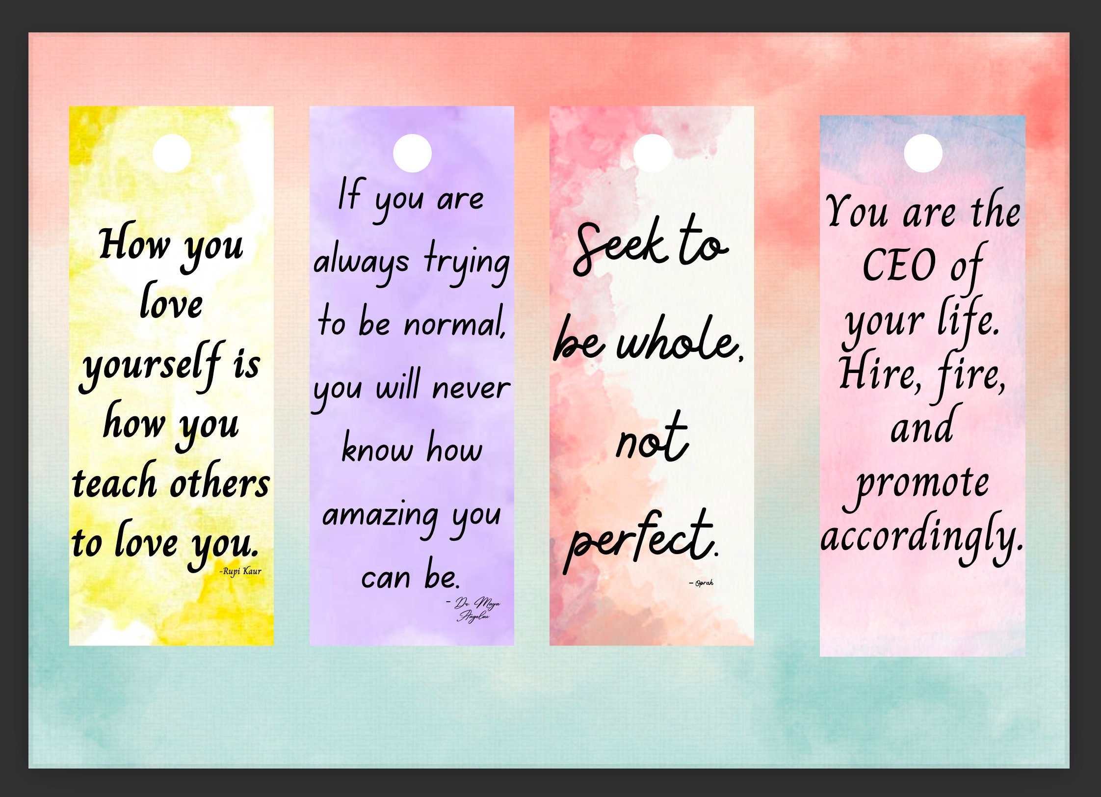 Printable Bookmarks, Inspirational Quote Bookmarks, Watercolor ...