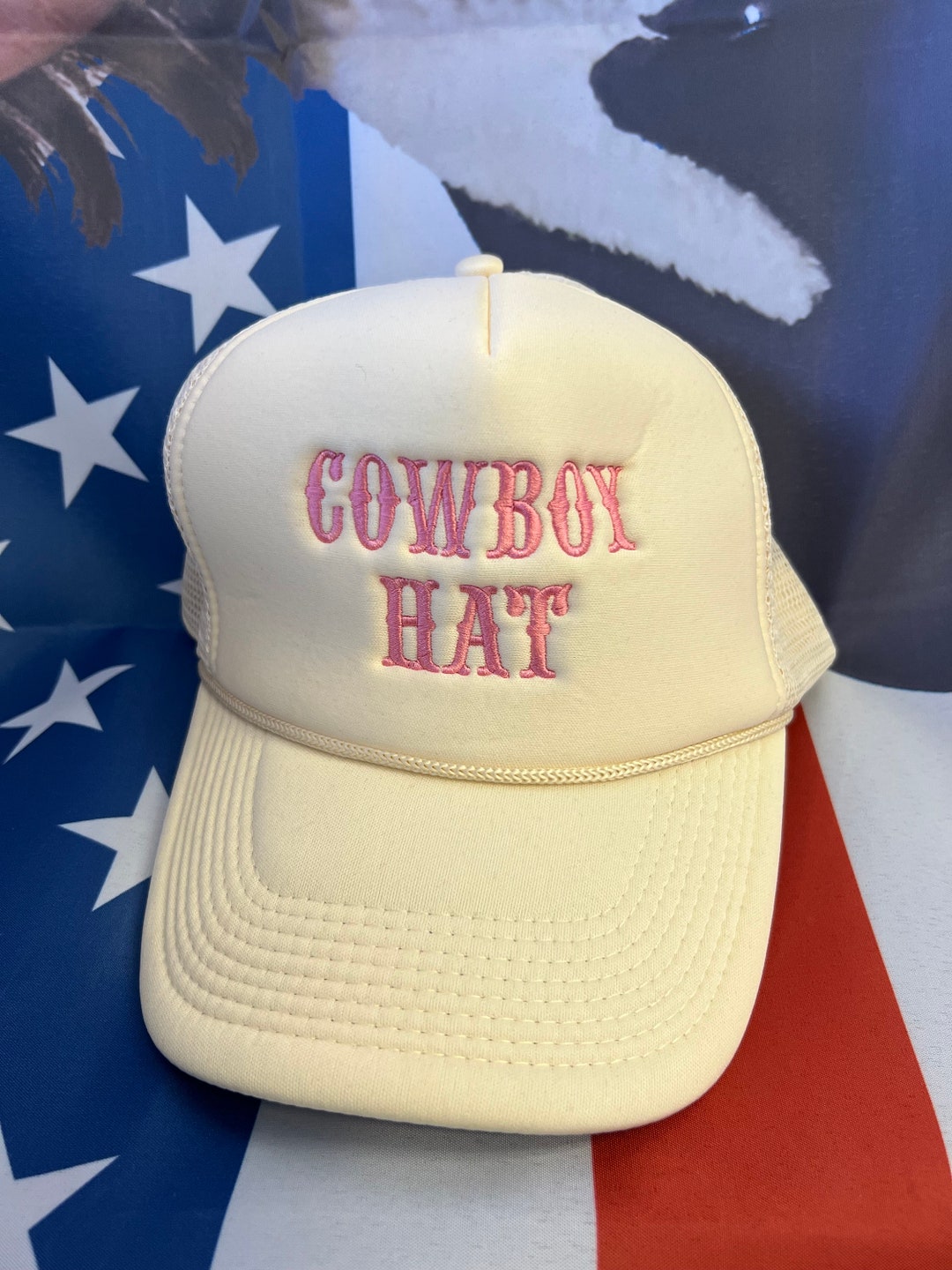 Cowboy Hat Tan Trucker Hat Embroidered - Etsy