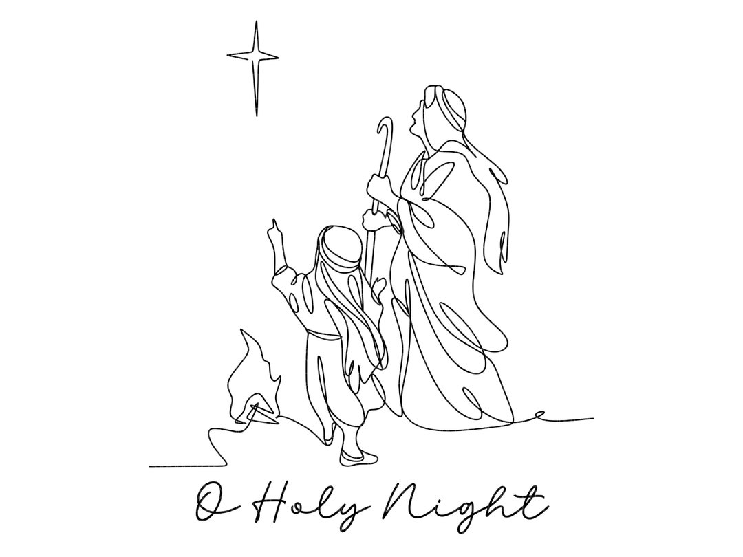 O Holy Night Svg Round, Nativity Svg Line Art, O Holy Night Svg ...