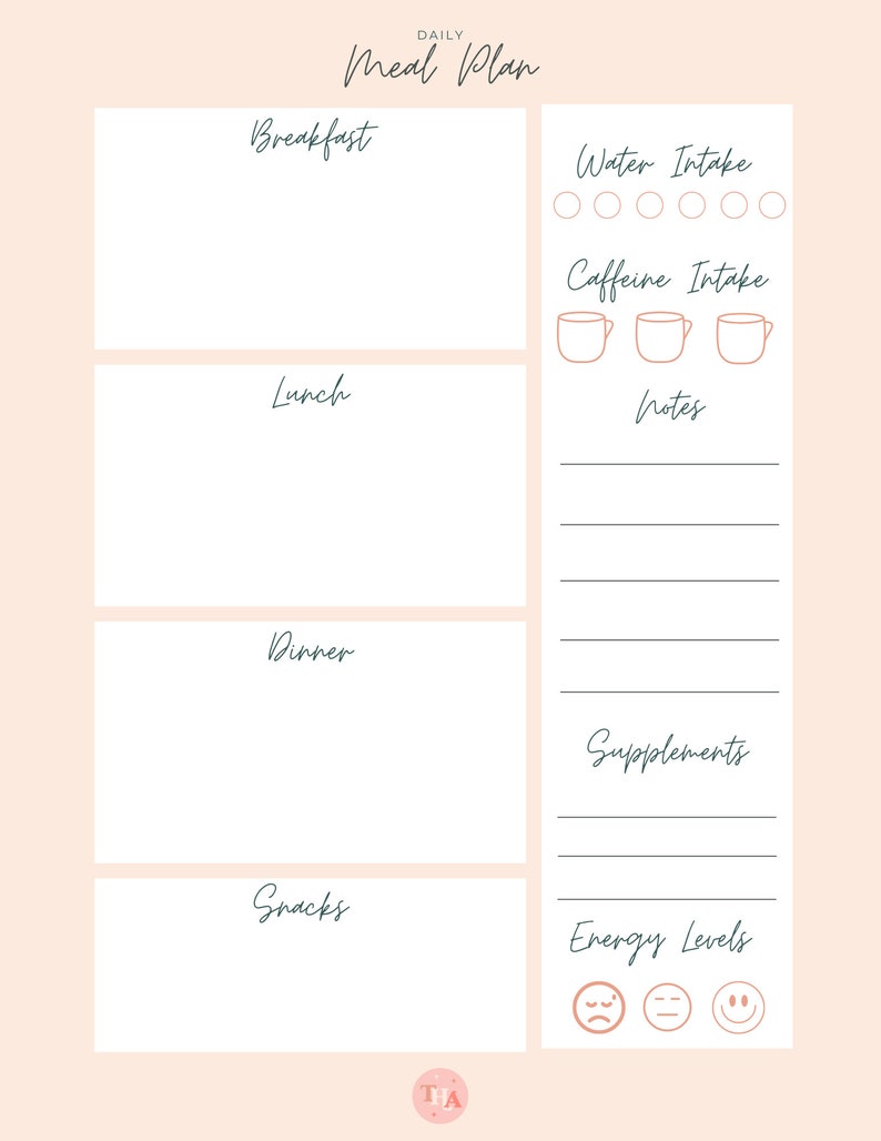 Daily Meal Planner, Meal Tracker, Meal Plan, Meal Planner, Meal ...