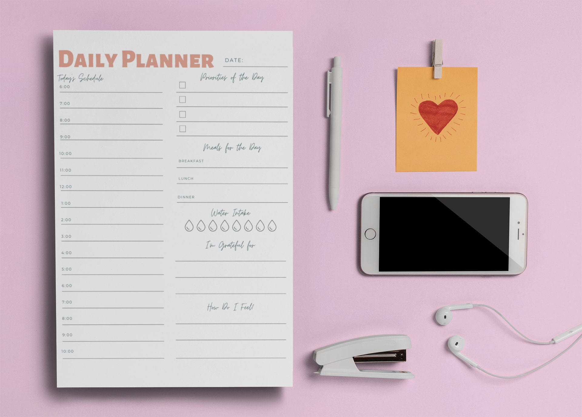 Daily Hourly Planner, Daily Planner, Time Tracker, Daily Meal Planner ...