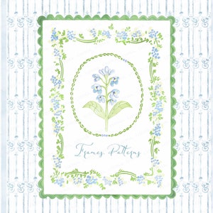 Watercolor Botanical Frames, Wedding Blue Vintage, Grand Millennial ...