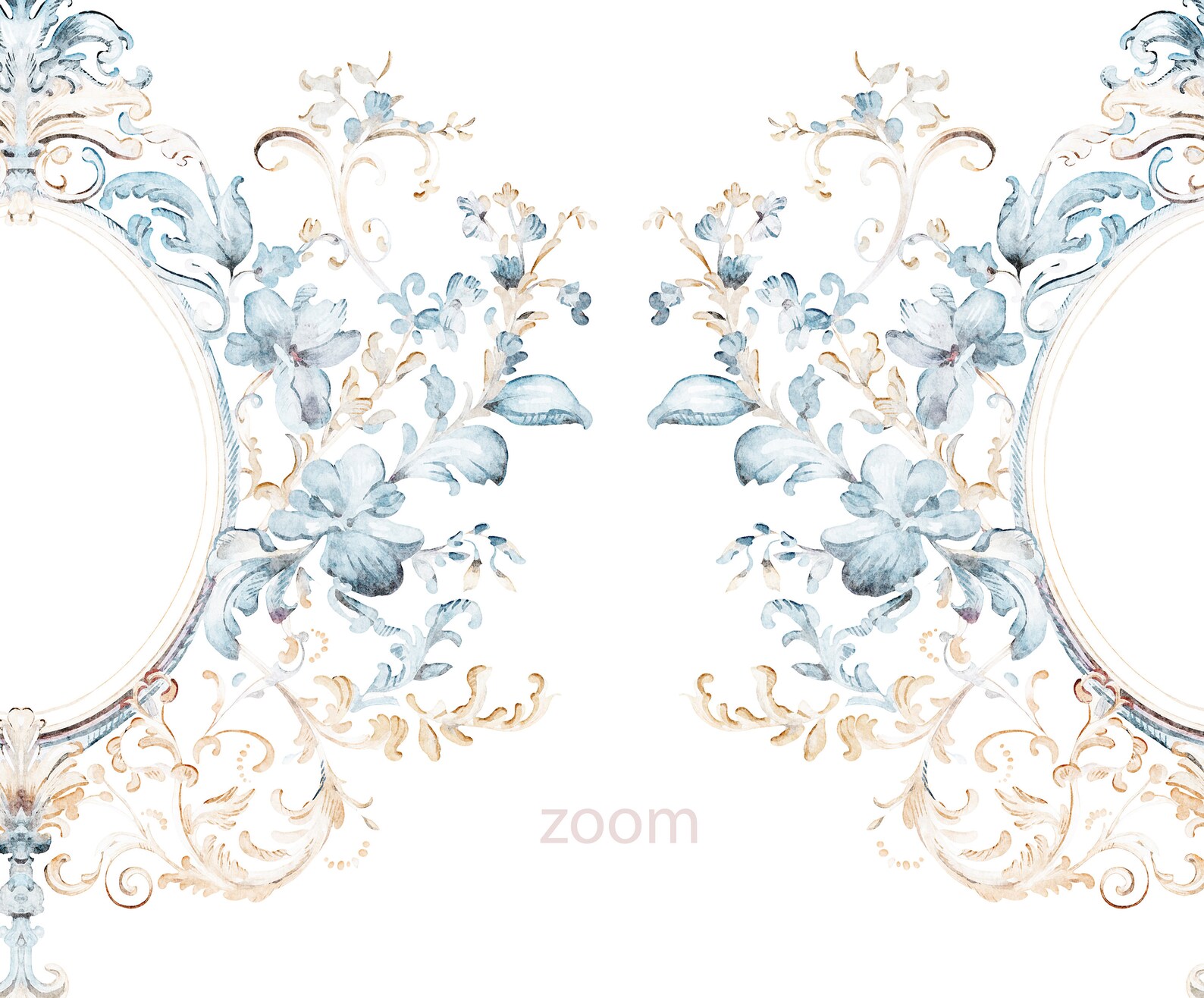 Watercolor Crest Wedding Blue, Gold Vintage, Grand Millennial Delicate ...