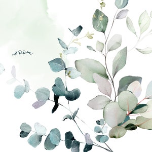 Watercolor Eucalyptus Greenery Bouquets PNG Clipart Set, Wedding ...