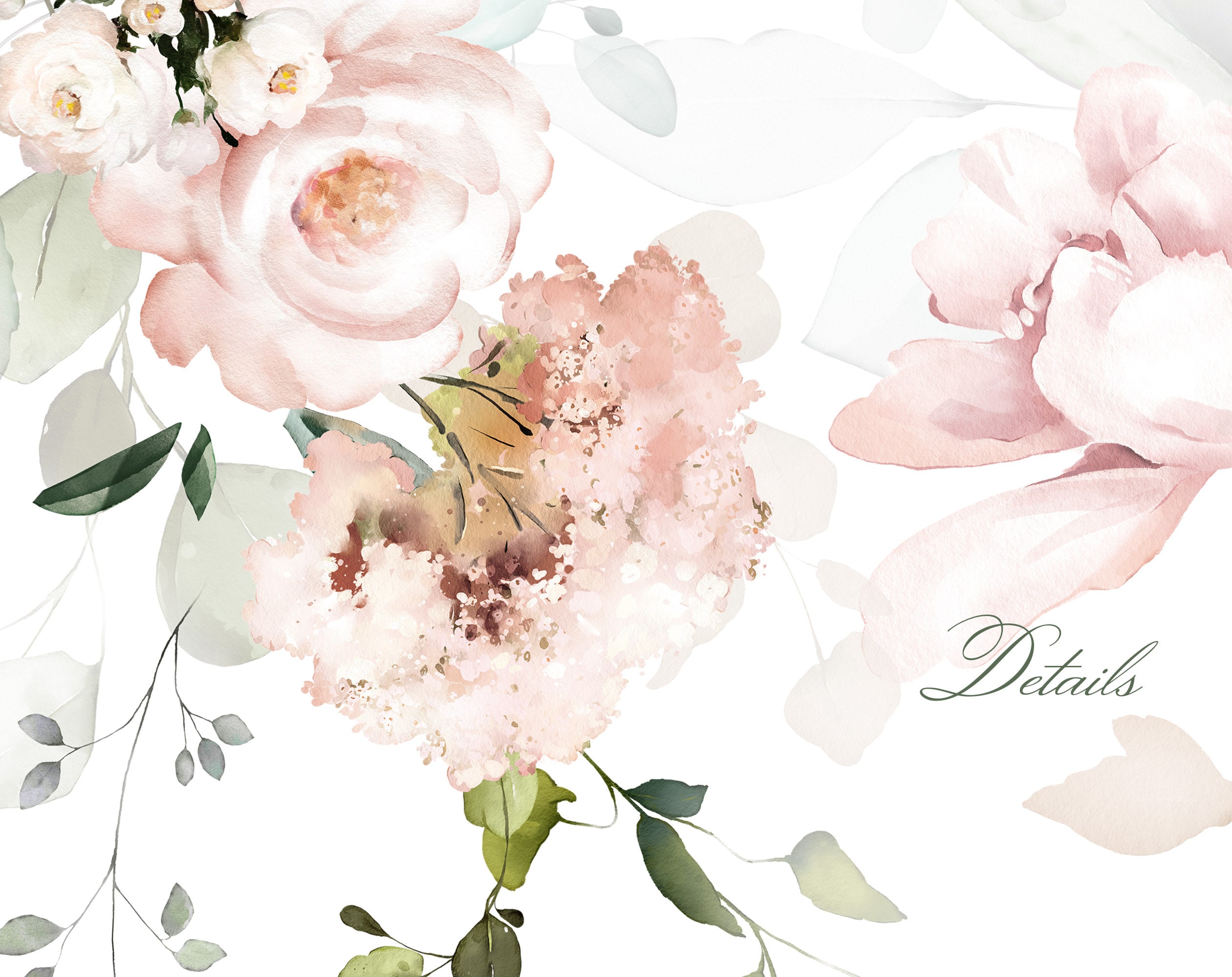 Watercolor Flower Pink Roses Floral Bouquets PNG Clipart - Etsy