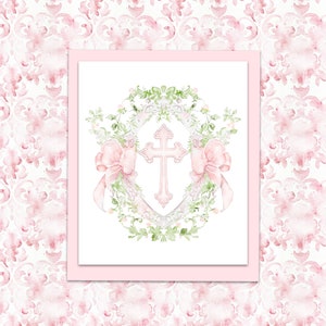 Watercolor Baptism Clipart Crest, Nursery Baby Boy Girl Greenery DIY Digital Paper Frames Baby ...