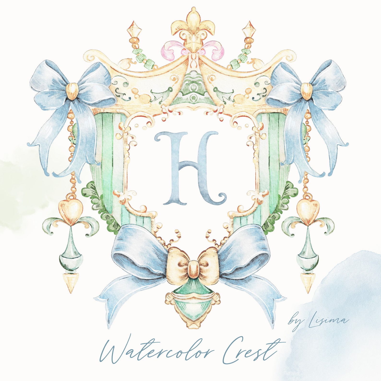 Watercolor Clipart Crest, Nursery, Boy DIY Digital Paper Frames Baby ...