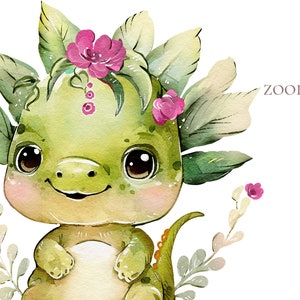 Dinosaurs Watercolor PNG, Cute Clipart, Baby Animal, Nursery Decor ...