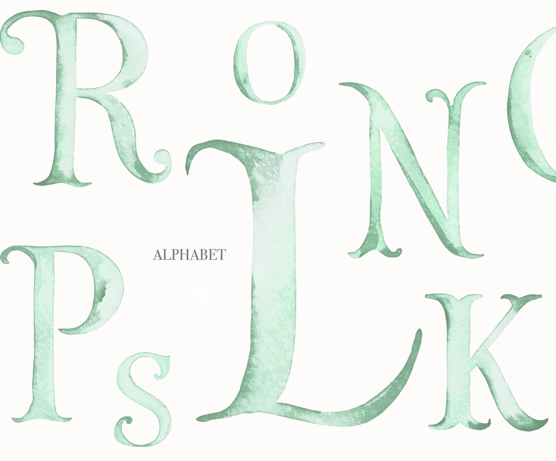 Watercolor Crest Green and Pink, Grand Millennial Delicate DIY Digital ...