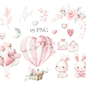 Bunny Watercolor PNG, Teddy Cute Clipart, Baby Animal, Nursery Decor ...