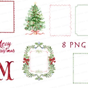Christmas Crest DIY Digital Clipart, Red Bow, Digital Paper Frames ...