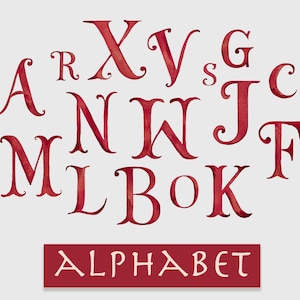 Watercolor Alphabet - Png, Red - Etsy