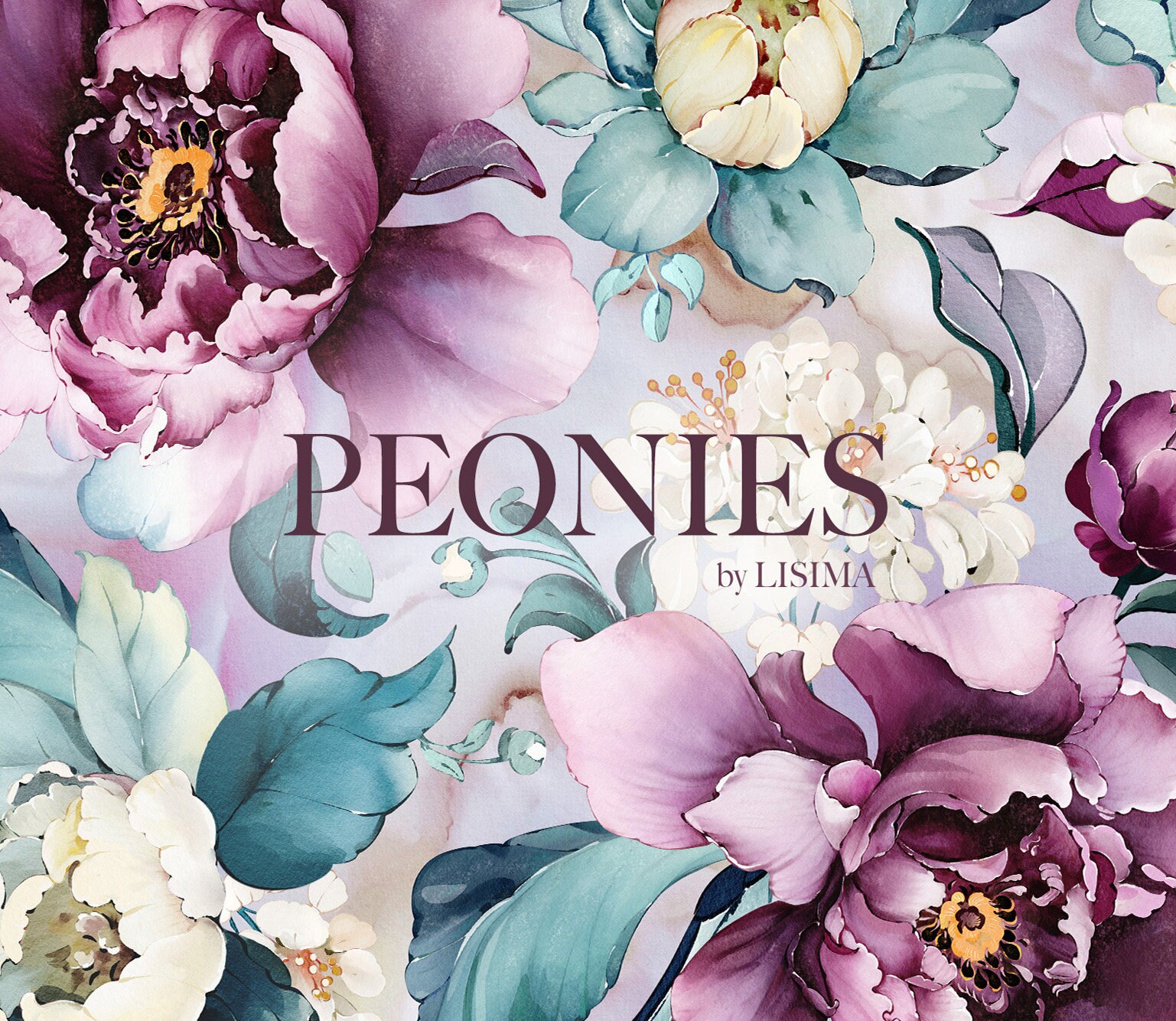 Peonies Pattern, Tiff PNG , Purple Floral Seamless Pattern by Lisima - Etsy