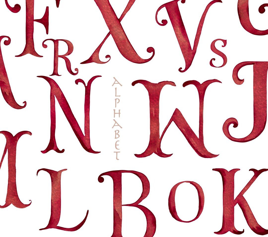 Watercolor Alphabet - Png, Red - Etsy