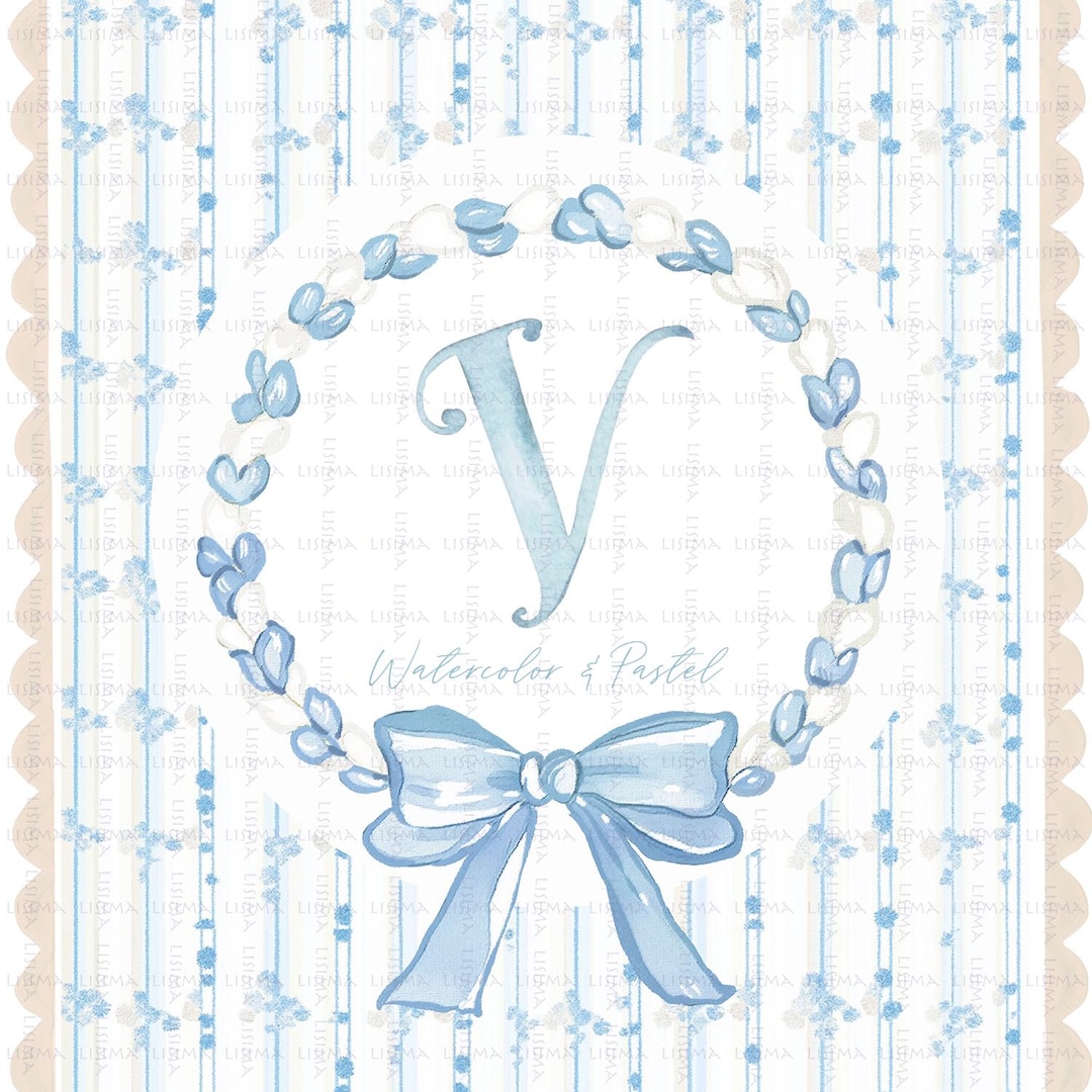 Watercolor Botanical Frames, Wedding Blue Vintage, Grand Millennial ...