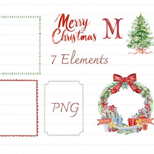 Christmas Crest DIY Digital Clipart, Bow, Digital Paper Frames ...