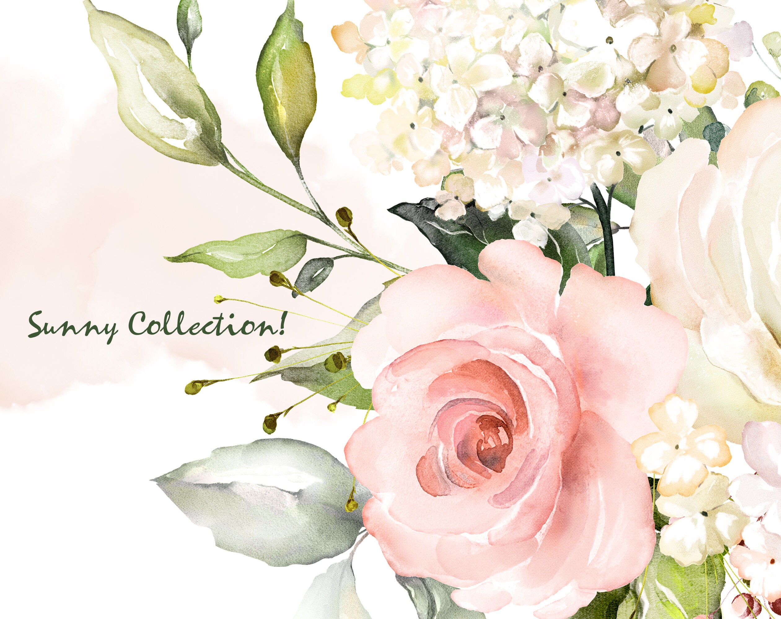 Watercolor Pink Roses, Bouquets PNG Clipart, Wedding, Digital Flowers ...