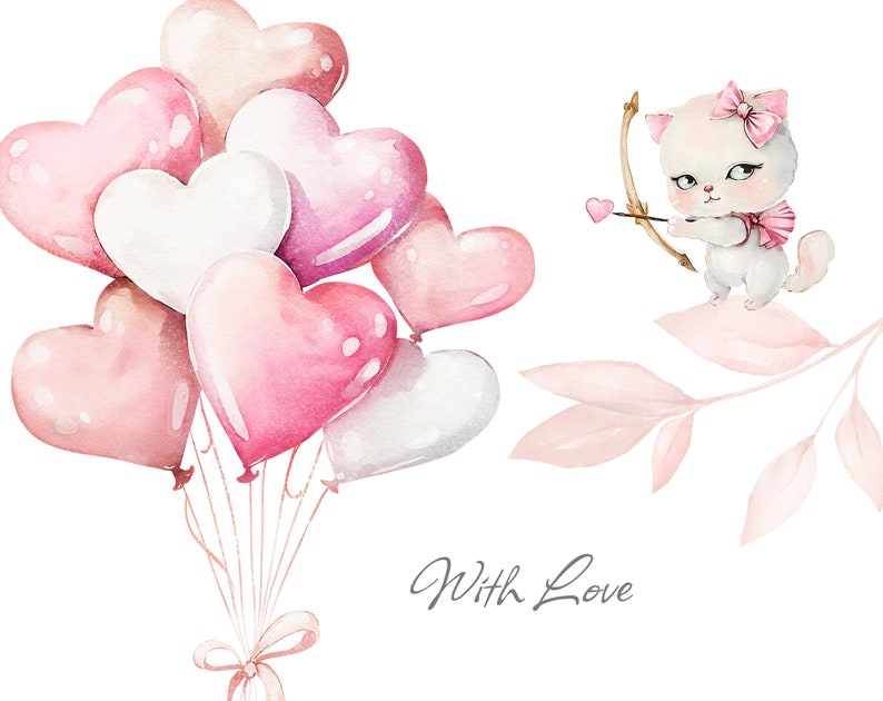 Cat Watercolor PNG, Kitty Cute Clipart, Baby Animal, Nursery Decor ...