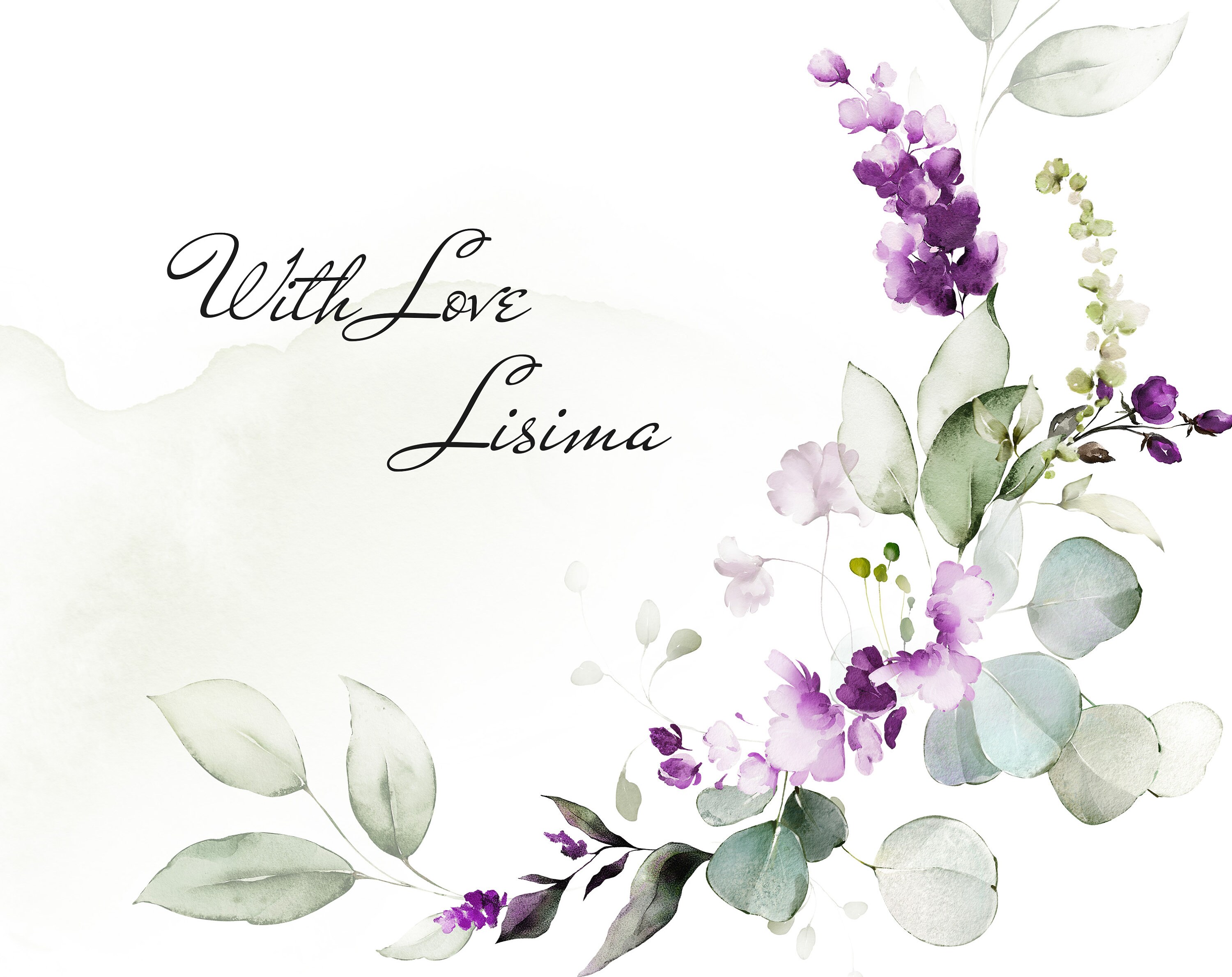 Watercolor Flower Lilac Lavender Floral Garden Bouquets PNG - Etsy