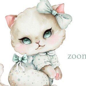 Cat Watercolor PNG, Teddy Cute Clipart, Baby Animal, Nursery Decor ...