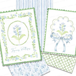 Watercolor Botanical Frames, Wedding Blue Vintage, Grand Millennial ...