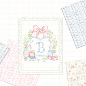 Watercolor Crest, Back to School, Family DIY, Bow, Cherries, Apple ...