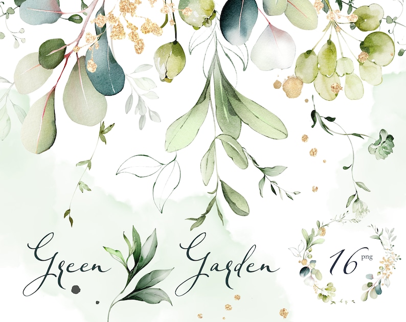 Watercolor Eucalyptus Greenery Bouquets PNG Clipart Wedding - Etsy