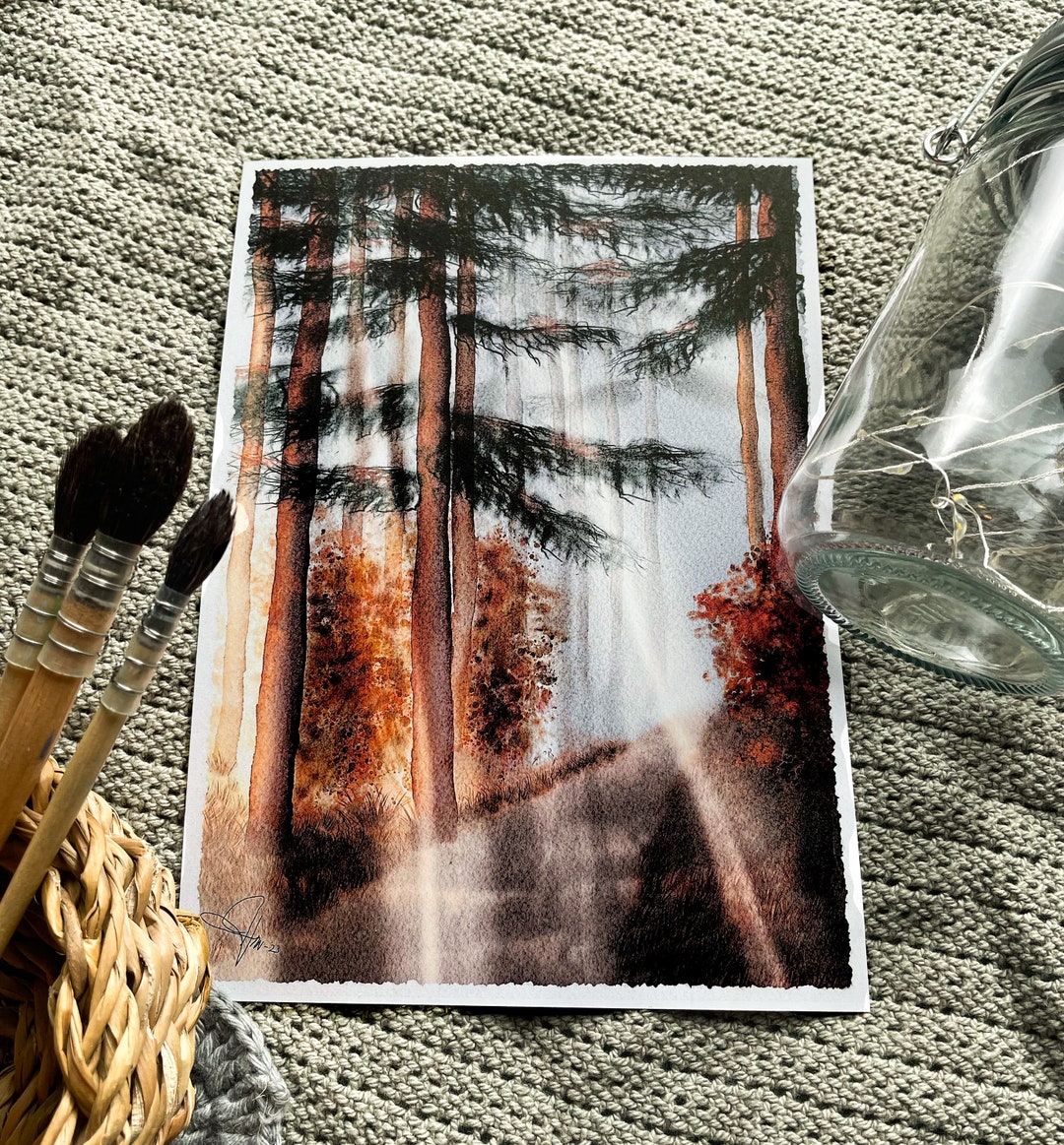 Forrest Watercolor Painting - Etsy