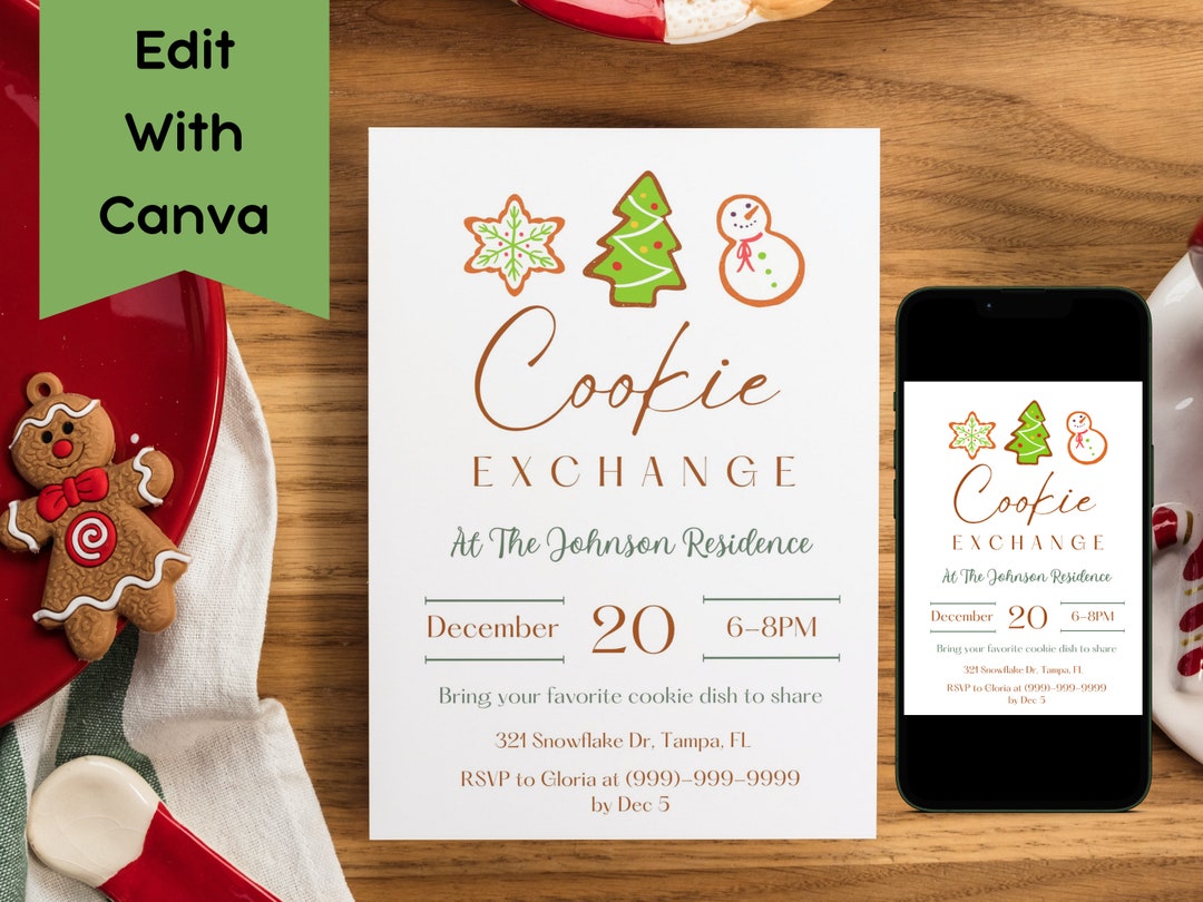 Editable Christmas Cookie Exchange Invitation Printable - Etsy