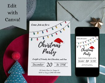 Christmas Hat Party Invitation - Etsy