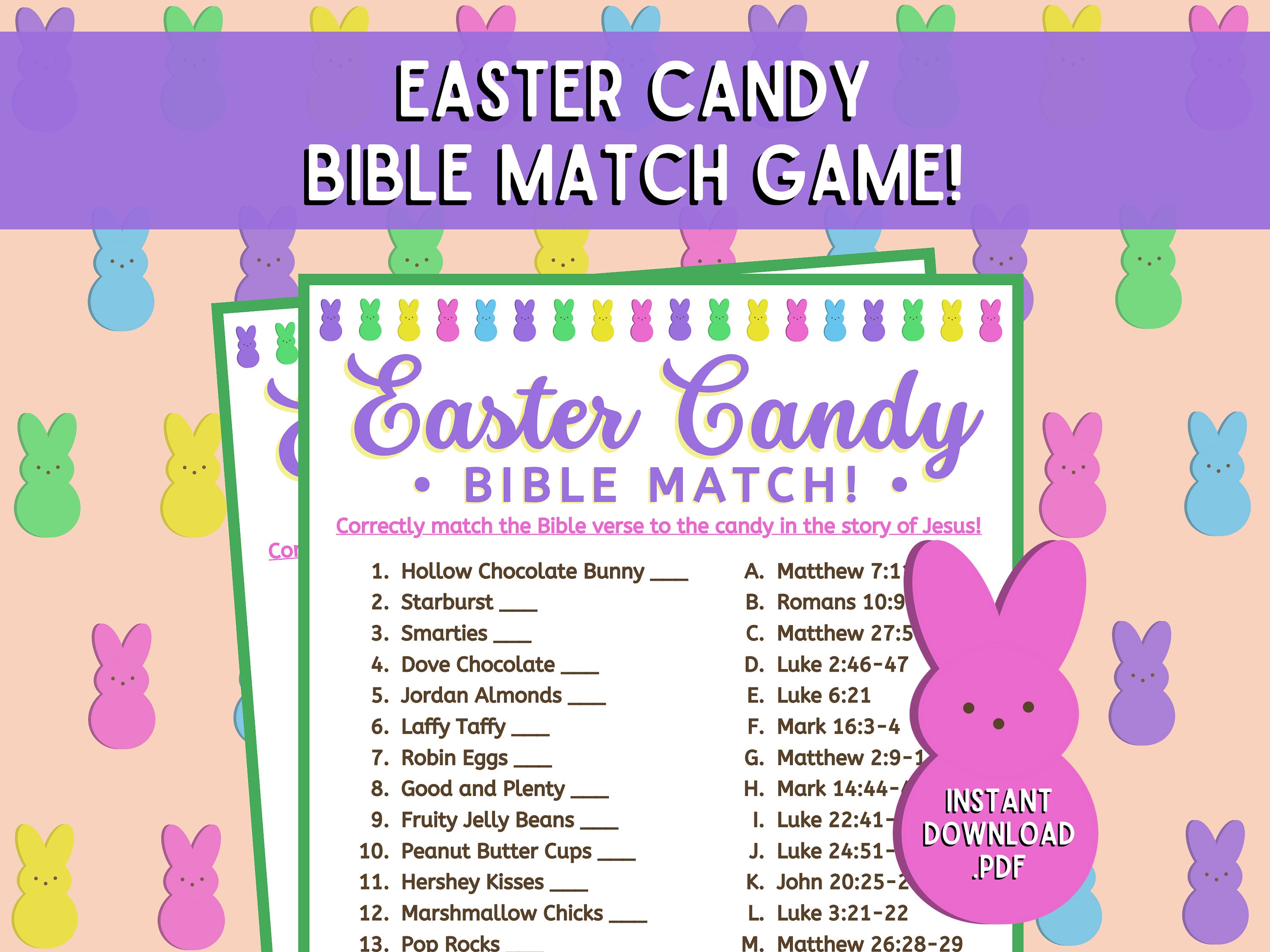 Easter Candy Bible Match Game | Easter Party Game | Easter Games for ...