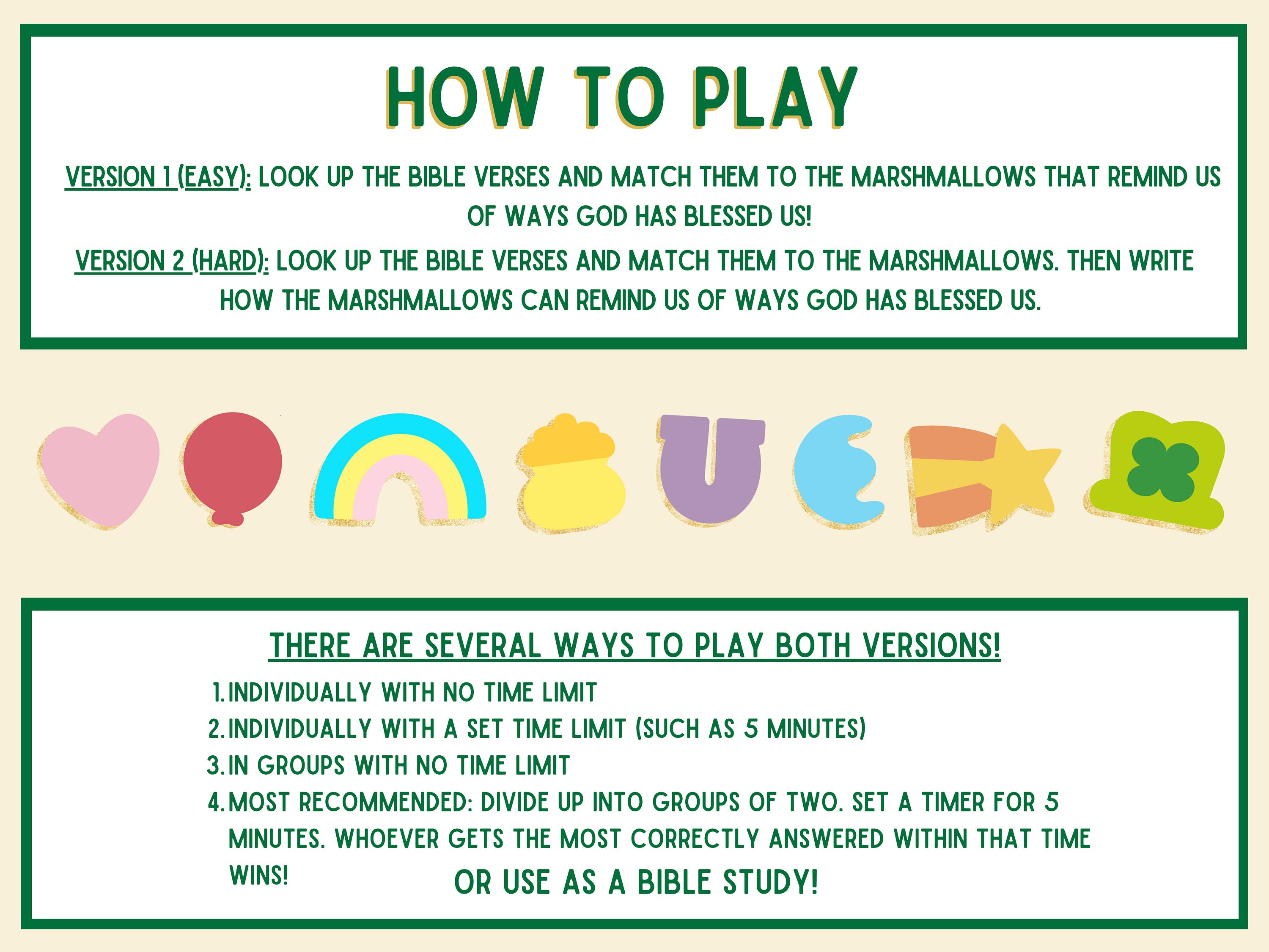 God's Blessings Bible Match Game: Church Party Activity (PDF Download ...